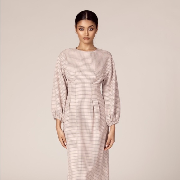 Veiled | Dresses | Veiled Collection Plaid Balloon Sleeve Maxi Dress ...